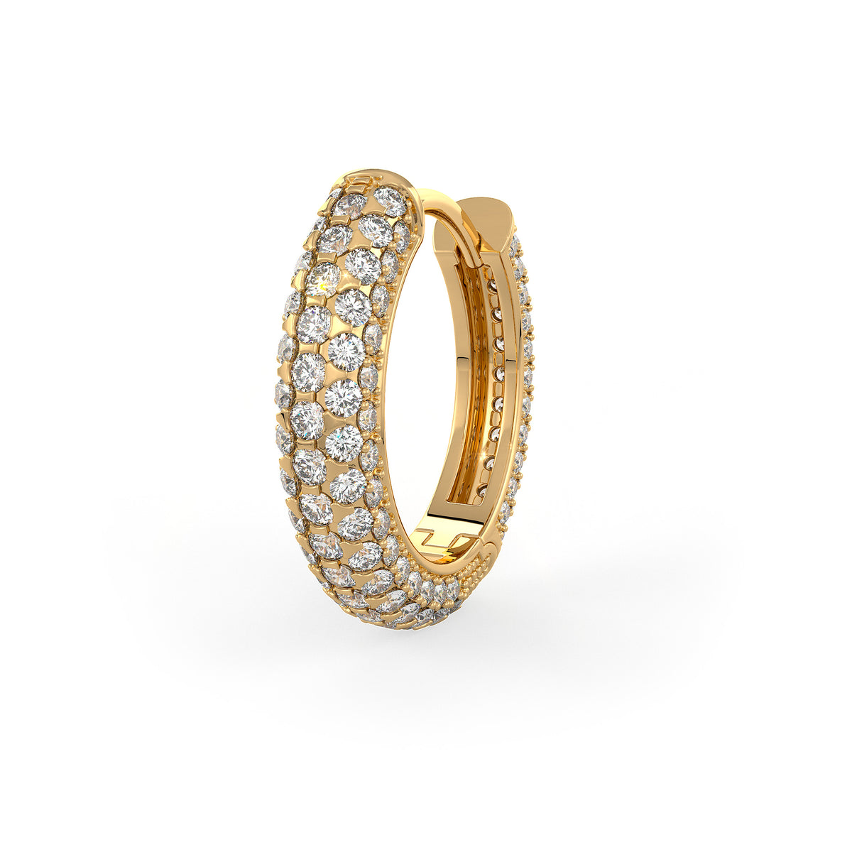 5 Row Diamond Hoop Clicker 12mm in 18ct Yellow Gold 0.95ct Pave set Ca ...