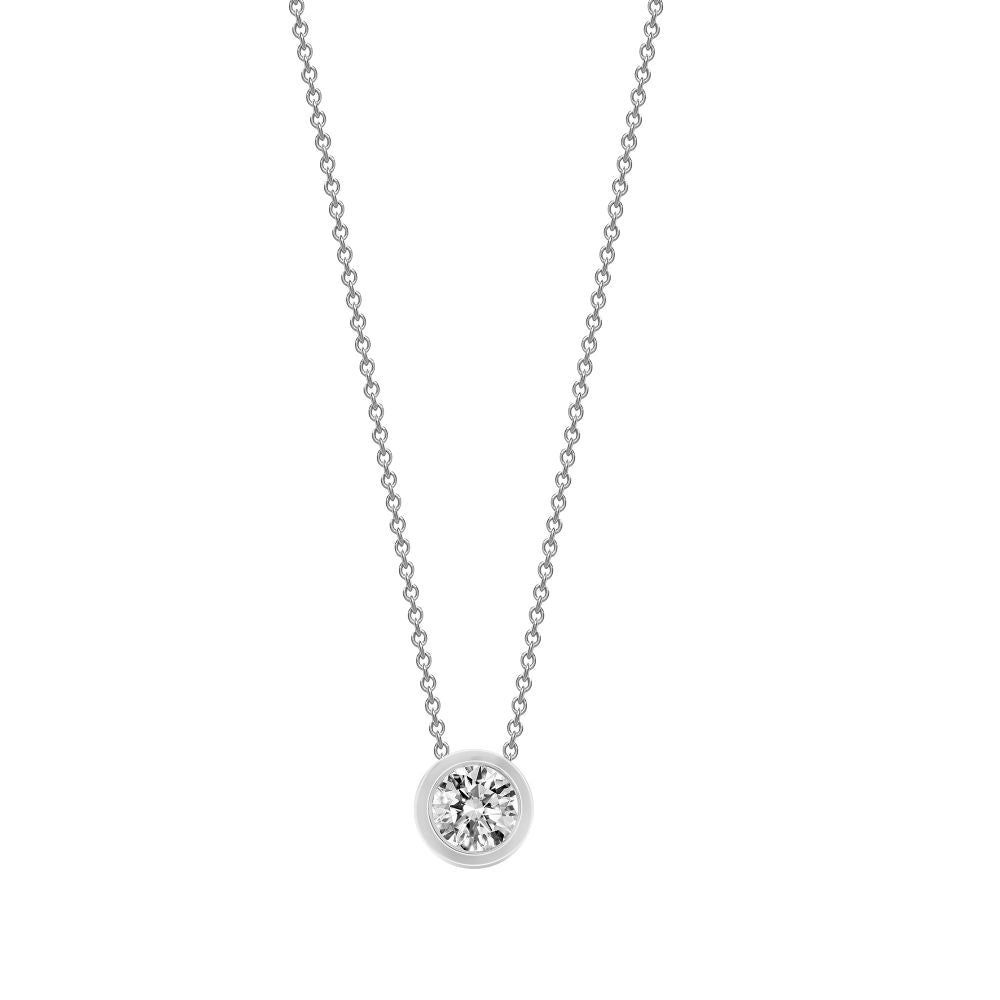 Lab 18ct White 0.70ct Threaded Rub over set Diamond Pendant - Chain is ...