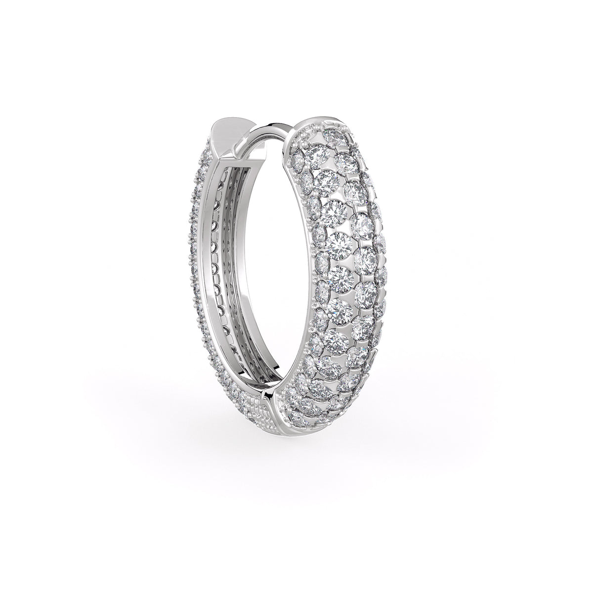 5 Row Diamond Hoop Clicker 12mm in 18ct White Gold 0.95ct Pave set Car ...