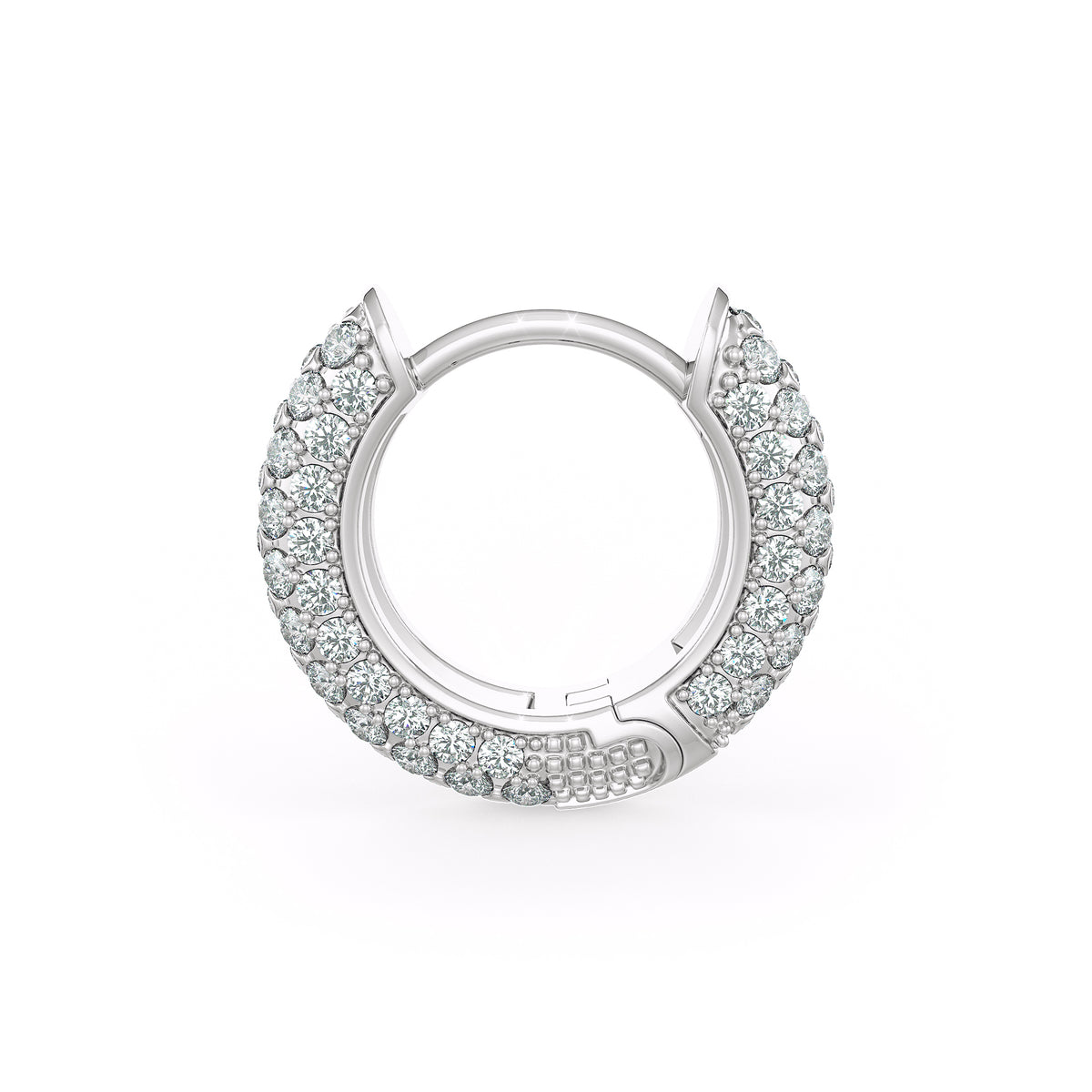 5 Row Diamond Hoop Clicker 10mm in 18ct White Gold 0.80ct Pave set Car ...