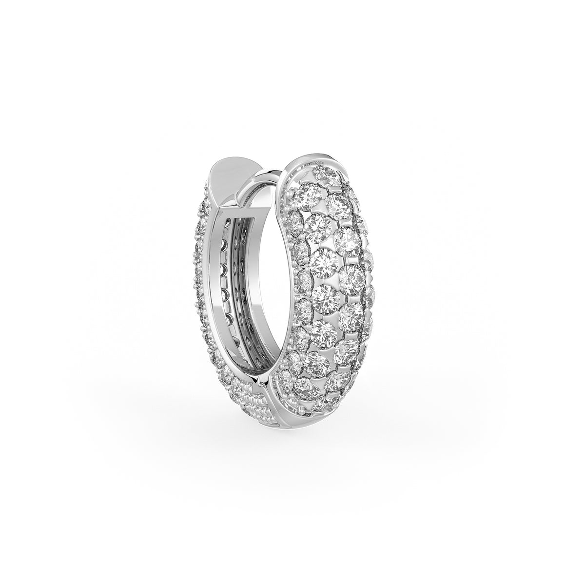 5 Row Diamond Hoop Clicker 8mm in 18ct White Gold 0.62ct Pave set Cart ...