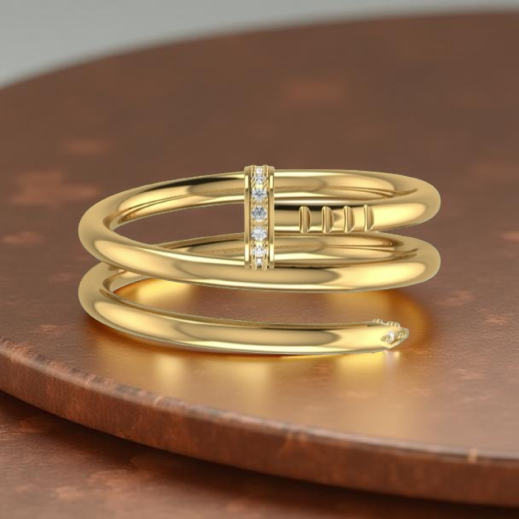 9ct Yellow Gold Diamond Nail Ring 0.35ct
