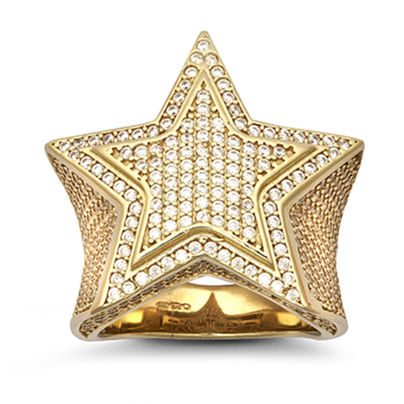 9ct Yellow Gold Gents Star Ring Men’s - Size on Order – London Diamond ...