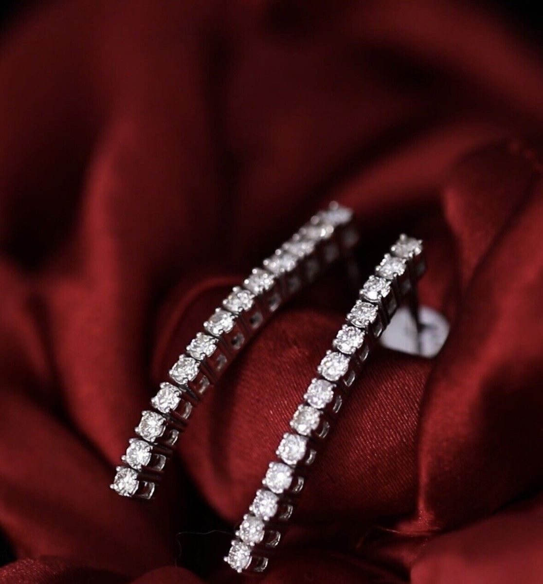 Cervin Blanc 18ct White Gold Diamond Earrings 1ct Long Tennis Drop Stu ...