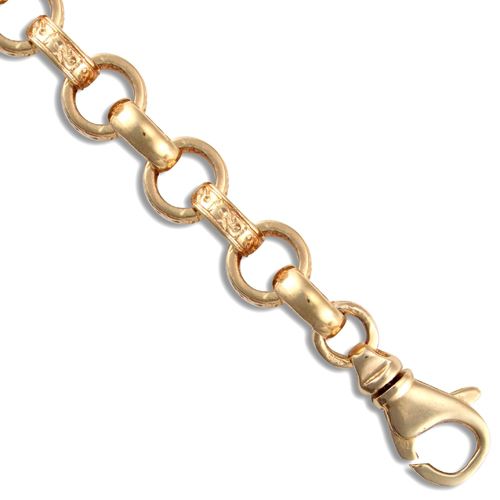9ct Yellow Gold Hand Assembled Engraved Cast Belcher 8.5mm Gauge Chain ...