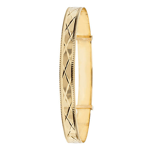 9CT GOLD DIAMOND CUT EXPANDABLE BANGLE – London Diamond Online
