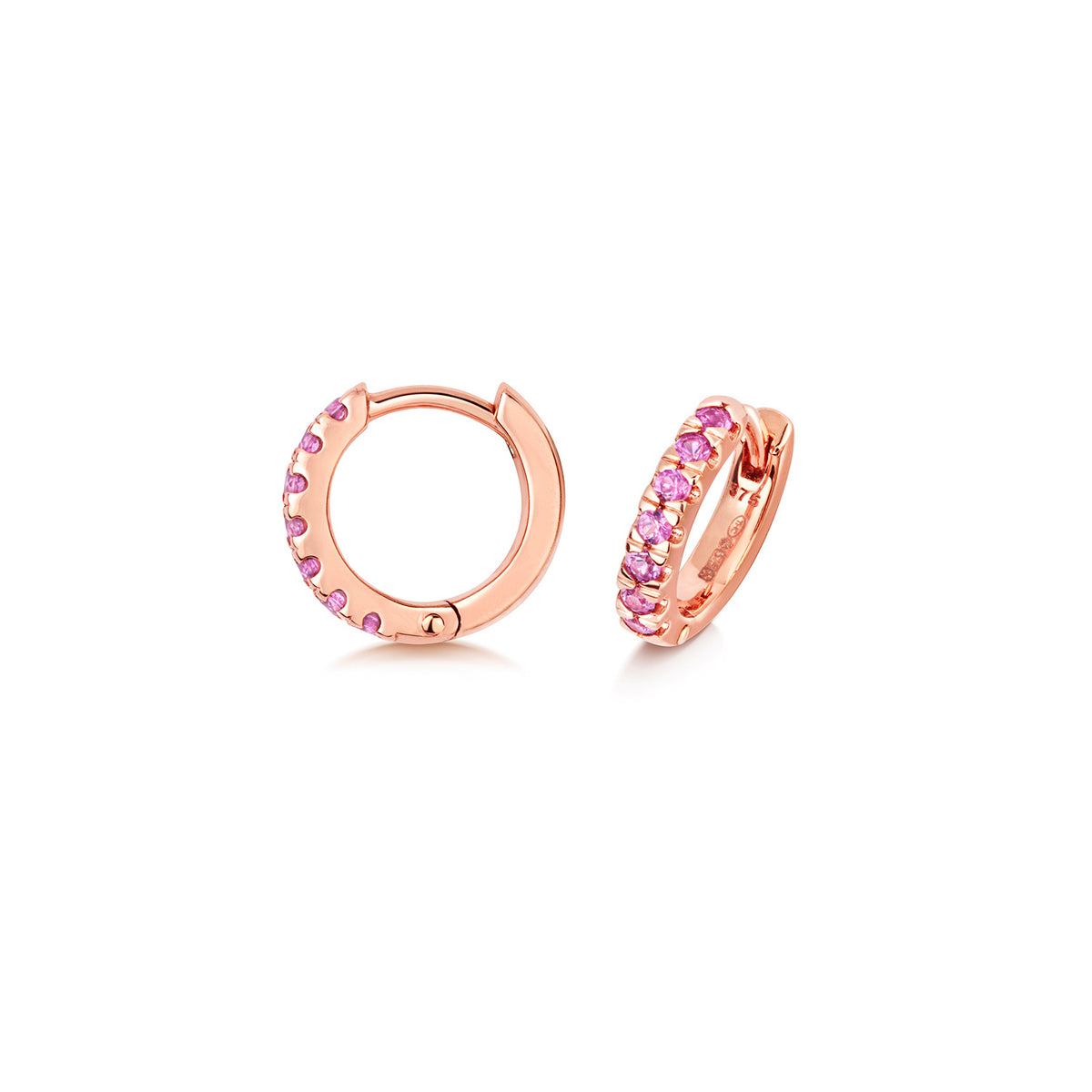 PINK SAPPHIRE CUT DOWN SET HUGGIES IN 9CT GOLD – London Diamond Online