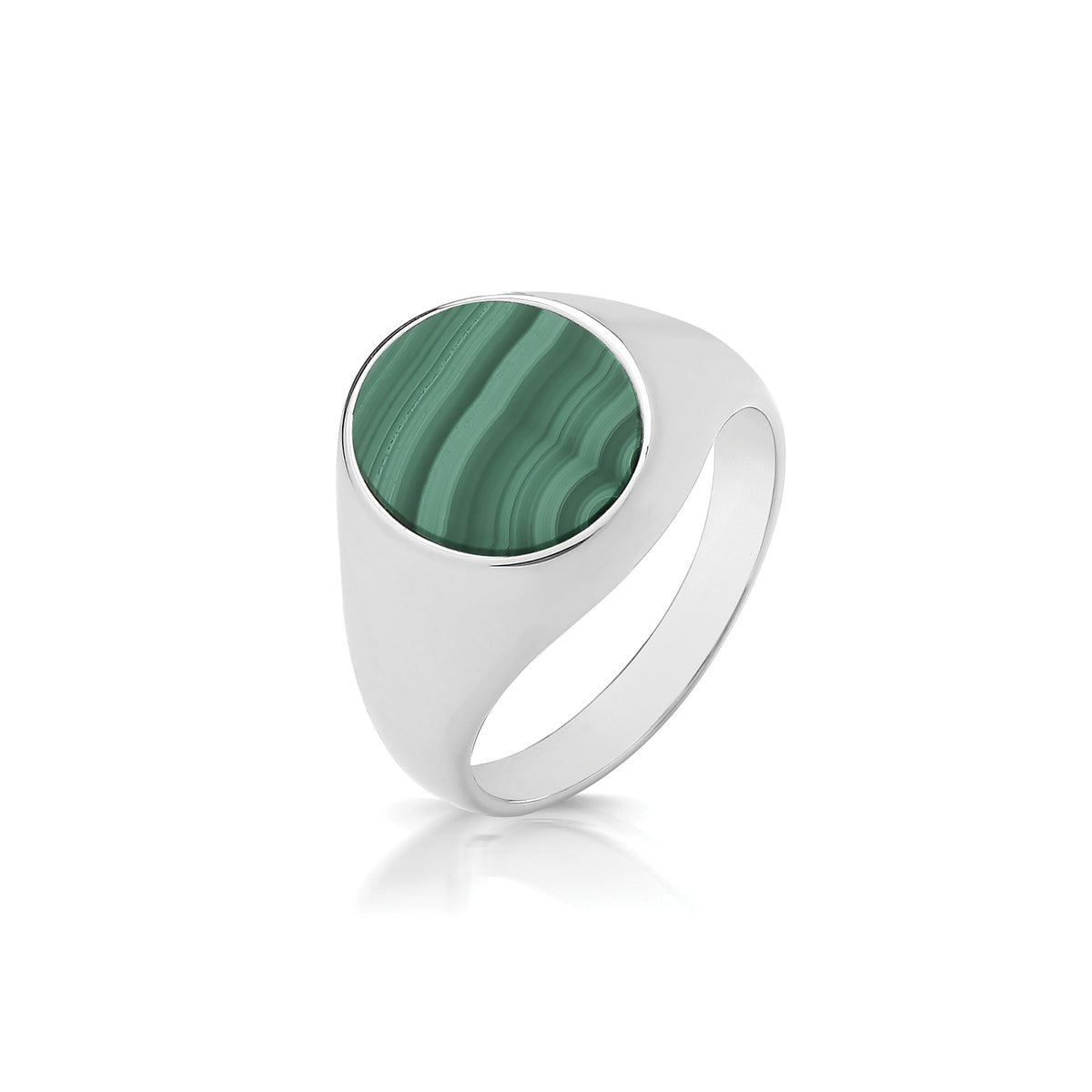 SILVER OVAL MALACHITE SIGNET RING – London Diamond Online