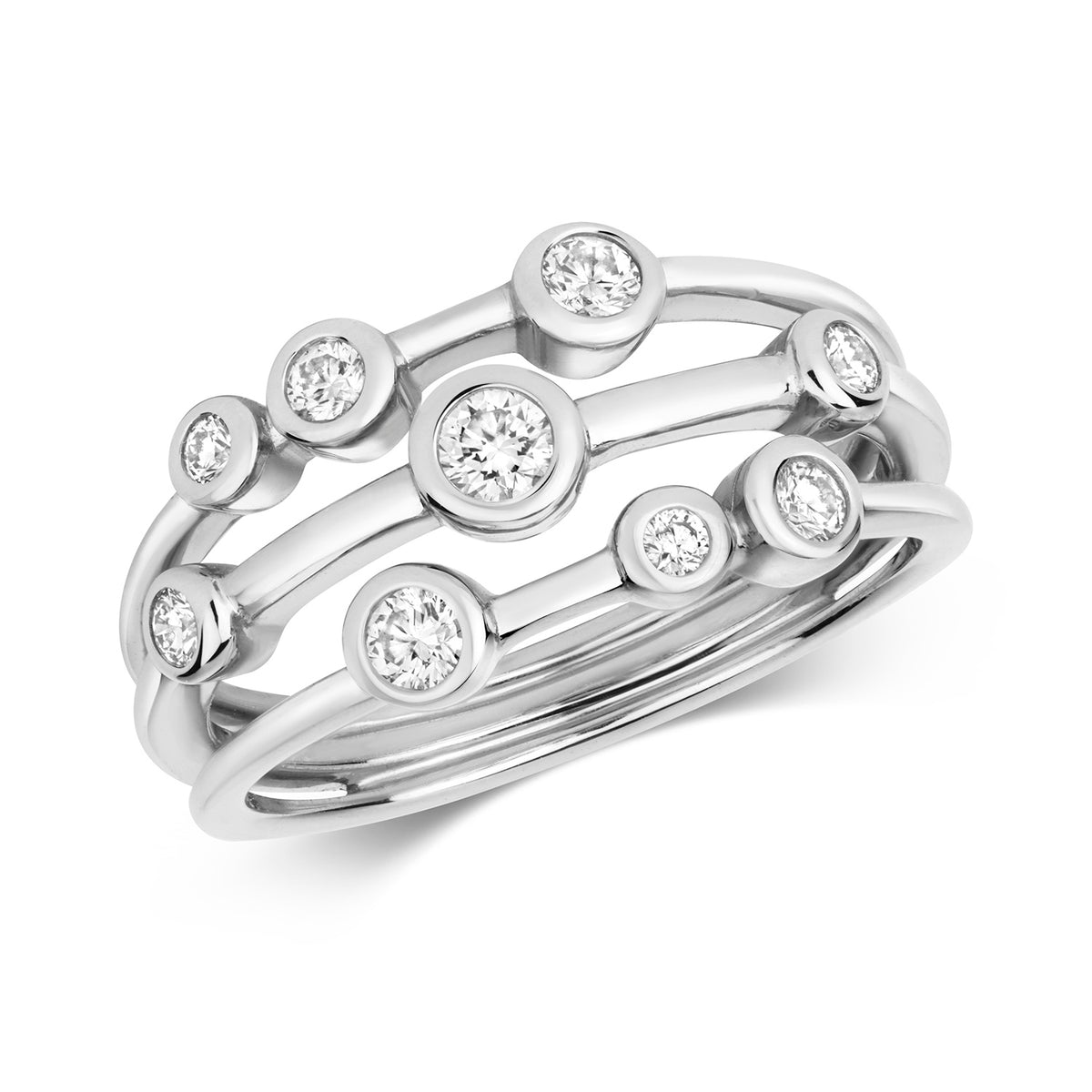 DIAMOND Bubble Ring 3 ROW RUBOVER RING IN 18CT WHITE GOLD GOLD – London ...